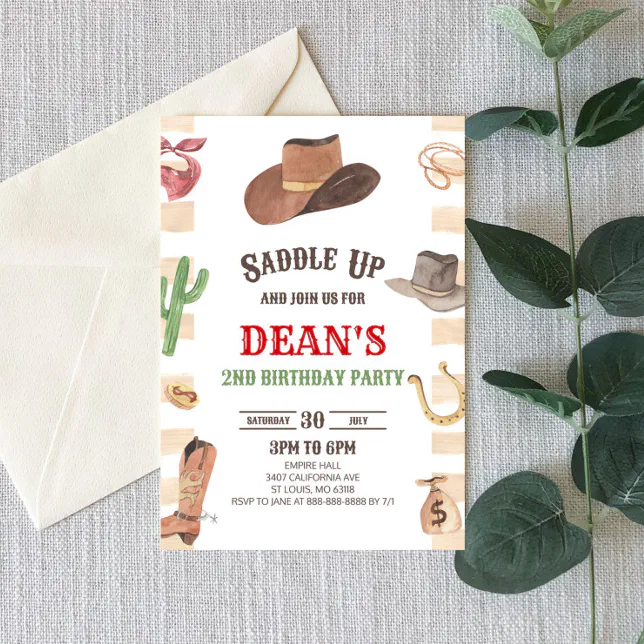 Cowboy Western Rodeo Wild West Birthday Party Invitation | Zazzle