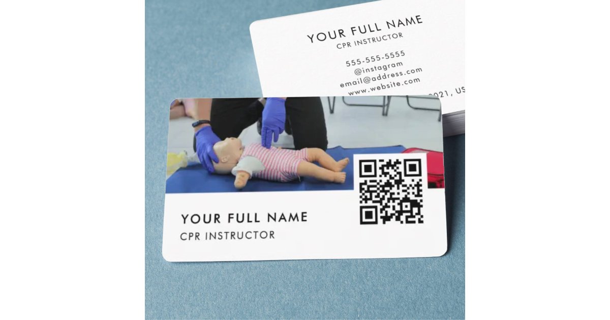 CPR QR Code Modern Business Business Card | Zazzle