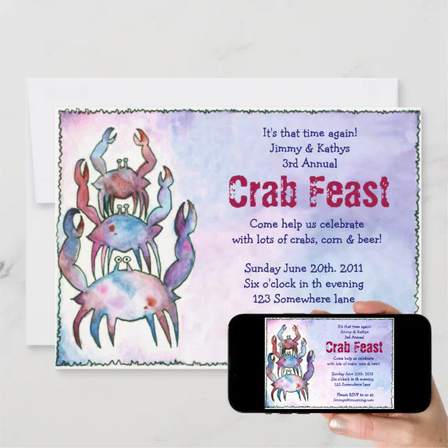CRAB FEST FEAST Dinner Party Invitation | Zazzle