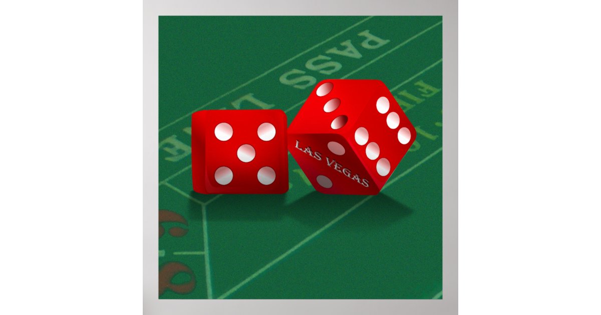 Craps Table With Las Vegas Dice Poster | Zazzle