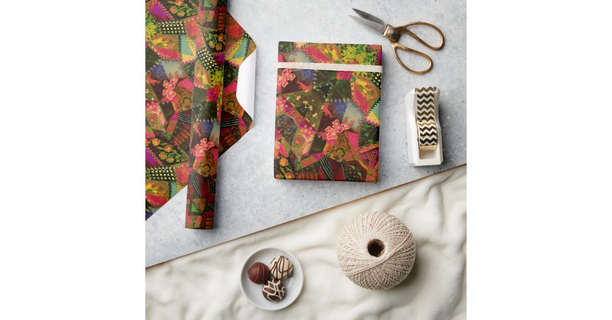 Crazy Quilty Fabulous Fun Wrapping Paper | Zazzle