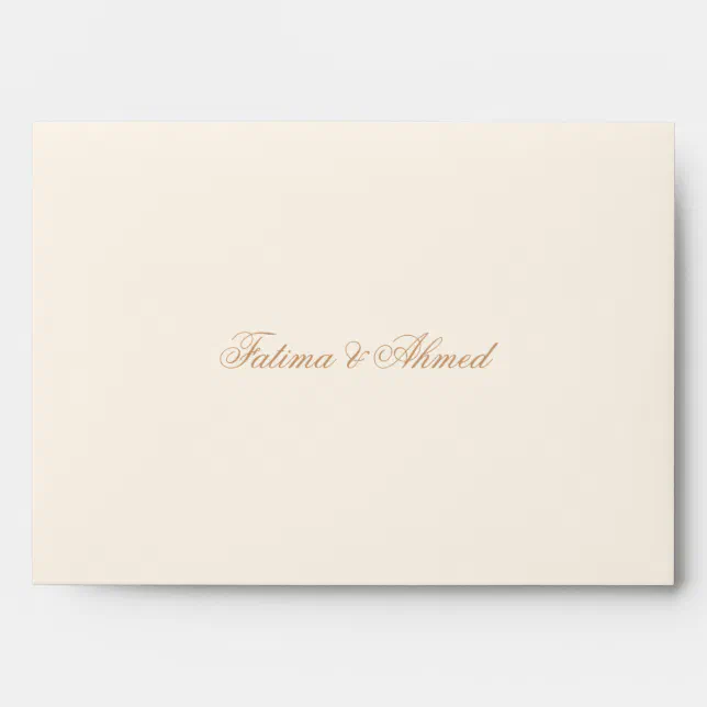 Cream Gold Islamic Muslim Wedding Invitation Envelope | Zazzle