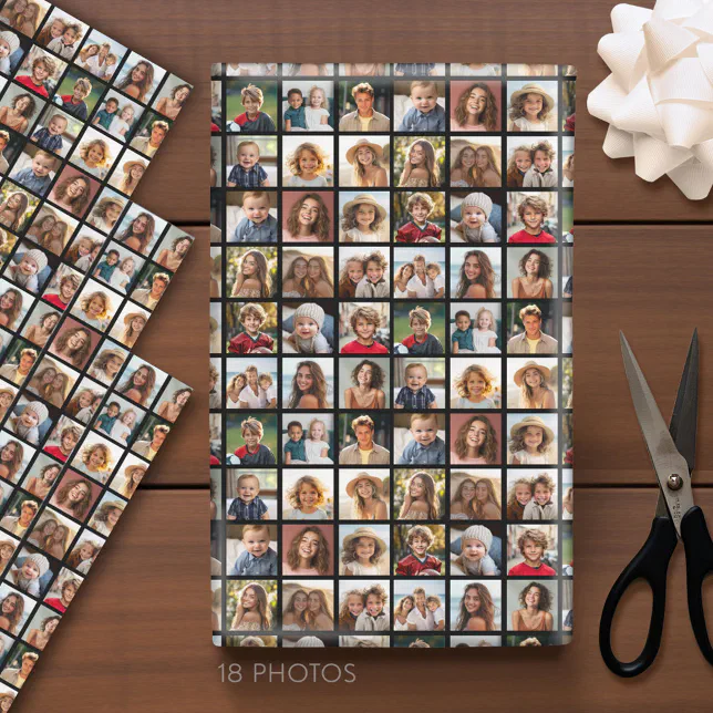 Create a Custom Photo Collage with 18 Photos Wrapping Paper Sheet | Zazzle