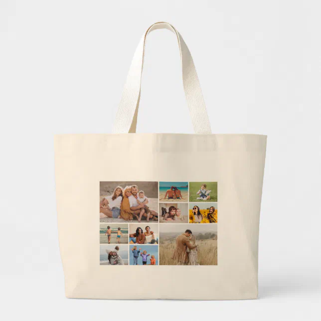 Create Your Own 10 Photo Collage Large Tote Bag | Zazzle