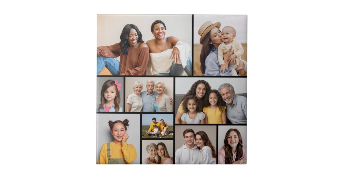 Create Your Own 10 Photo Collage Tile | Zazzle