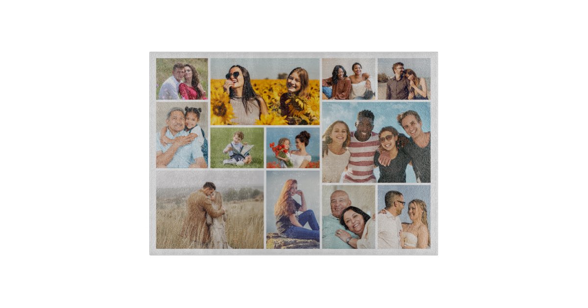 Create Your Own 12 Photo Collage Cutting Board | Zazzle