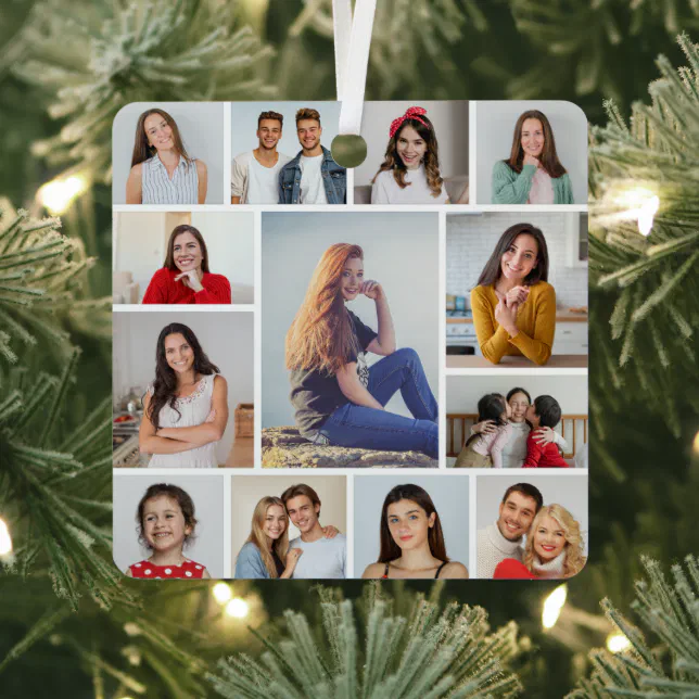 Create Your Own 13 Photo Collage Metal Tree Decoration | Zazzle