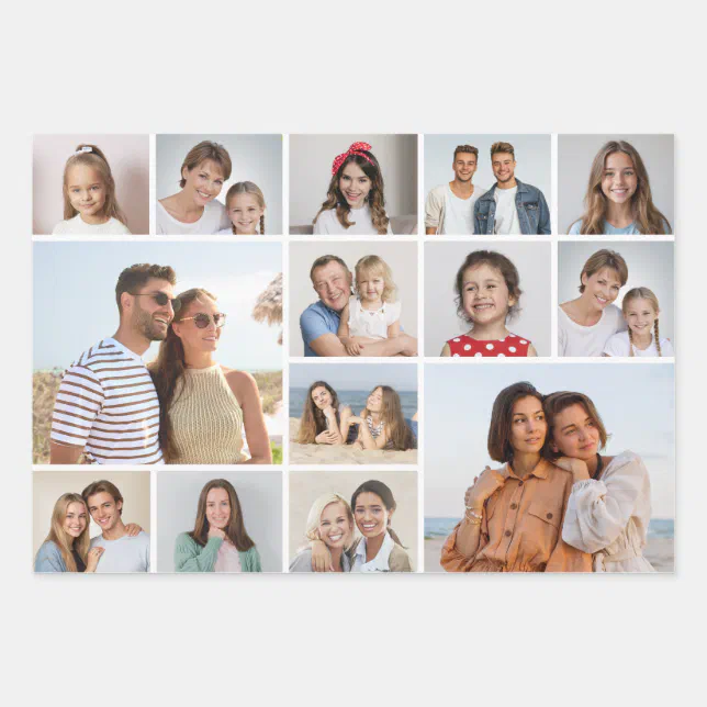 Create Your Own 14 Photo Collage Wrapping Paper Sheet | Zazzle