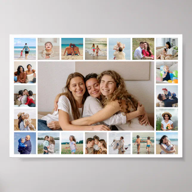 Create Your Own 21 Photo Collage Editable Colour Poster | Zazzle