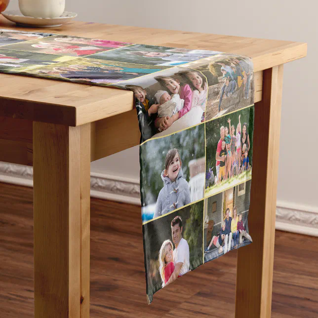 Create Your Own 28 Family Photo Collage Home Decor Short Table Runner ...