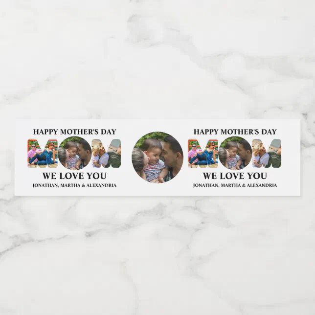 Create your own 3 photo collage Happy Mothers day Water Bottle Label ...