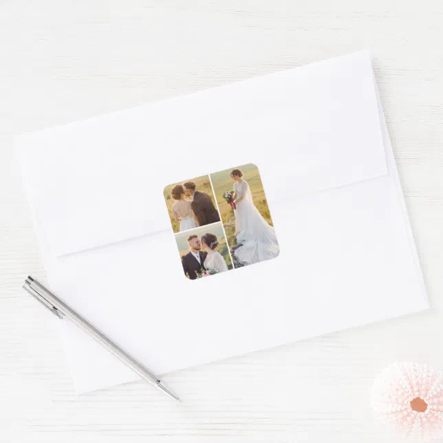Create Your Own 3 Photo Collage Square Sticker | Zazzle