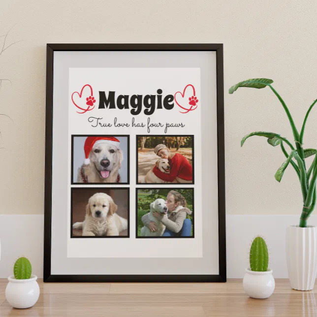 Create your own 4 photo customised dog collage poster | Zazzle
