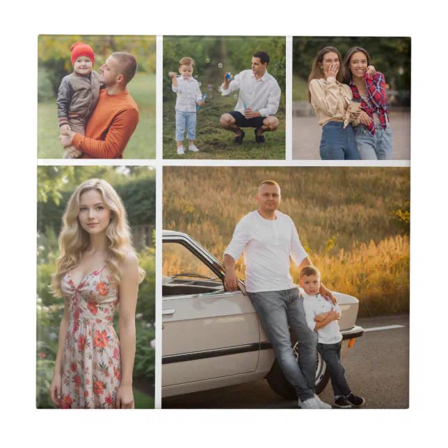 Create Your Own 5 Photo Collage Tile | Zazzle
