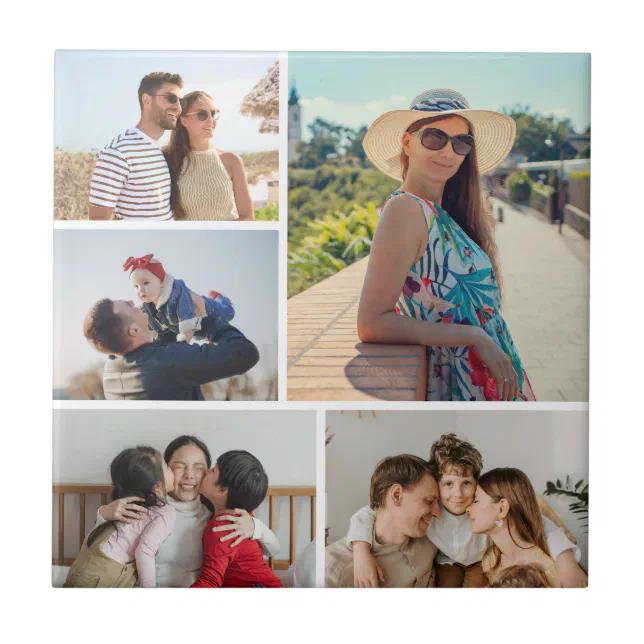 Create Your Own 5 Photo Collage Tile | Zazzle