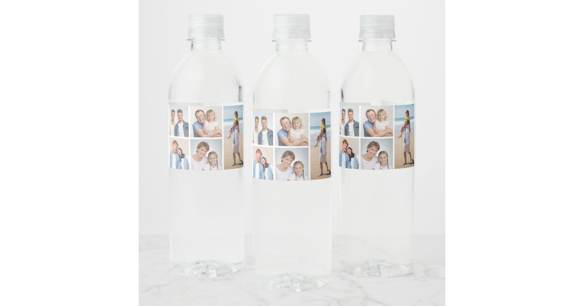 Create Your Own 5 Photo Collage Water Bottle Label | Zazzle