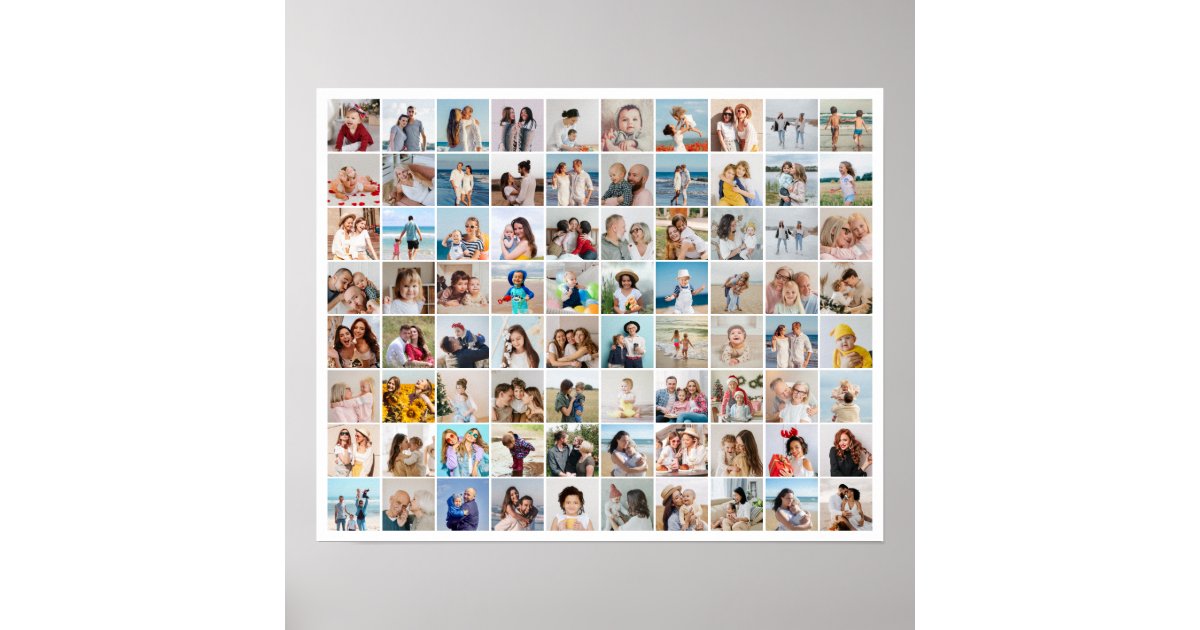 Create Your Own 80 Photo Collage Editable Colour Poster | Zazzle