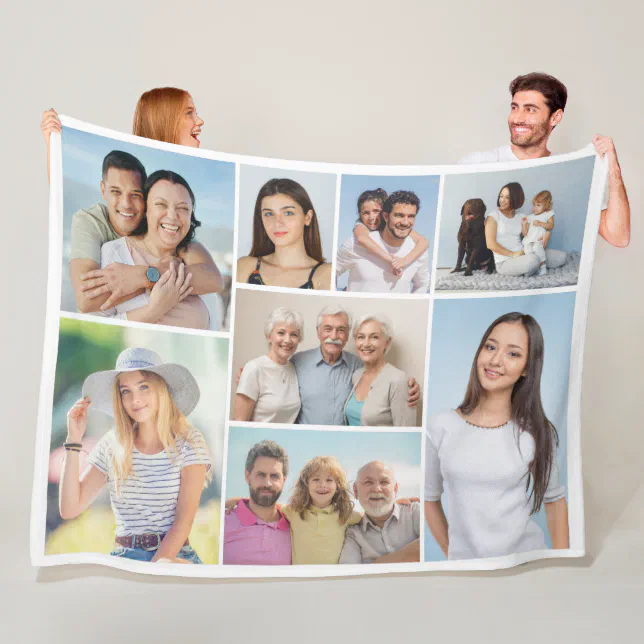 Create Your Own 8 Photo Collage Fleece Blanket | Zazzle
