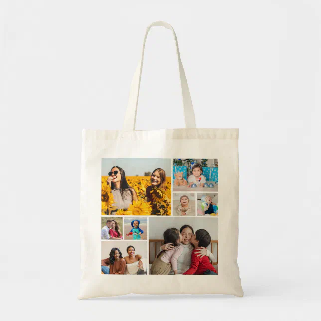 Create Your Own 8 Photo Collage Tote Bag | Zazzle