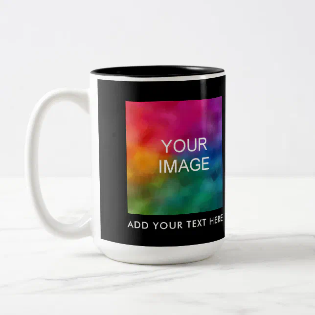 Create Your Own Add Family Photos Company Logo Two-Tone Coffee Mug | Zazzle