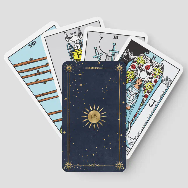 Create Your Own Blue & Gold Sun Mandala Playing Cards | Zazzle