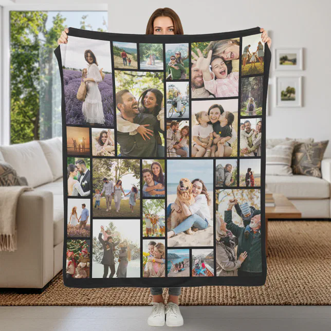 Create Your Own Custom 28 Photo Collage Fleece Blanket | Zazzle
