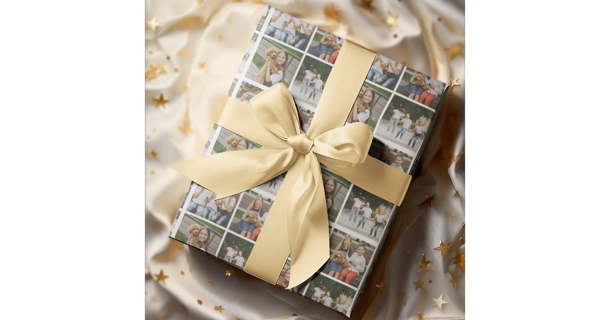 Create Your Own Custom 4 Photo Grid Wrapping Paper | Zazzle