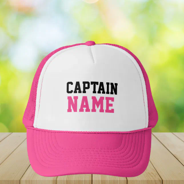 Create Your Own Custom Captain Name Pink Trucker Hat | Zazzle