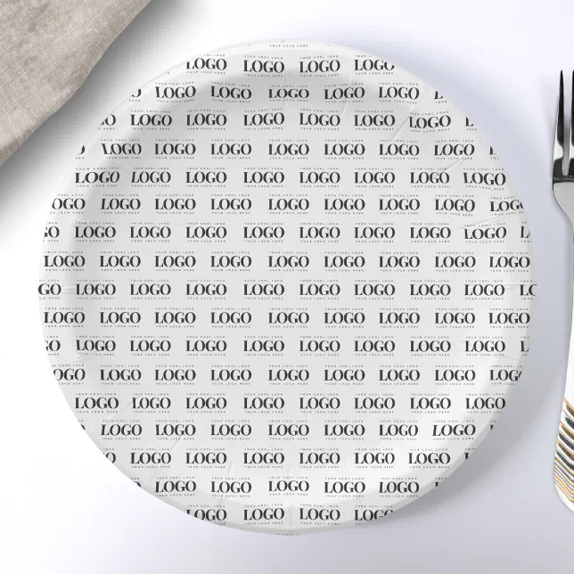 Create Your Own Custom Logo Pattern Business Party Paper Plate | Zazzle