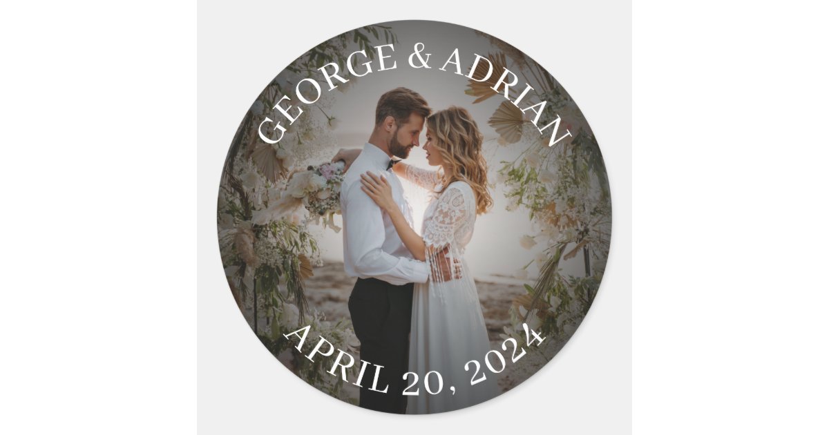Create your Own Custom Photo Wedding Favour Classic Round Sticker | Zazzle