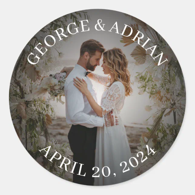 Create your Own Custom Photo Wedding Favour Classic Round Sticker | Zazzle