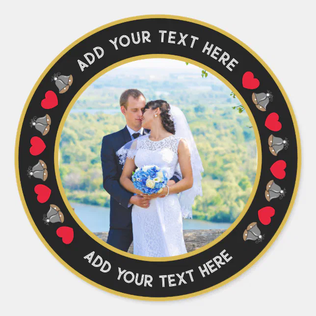 Create Your Own Custom Wedding Photo Classic Round Sticker | Zazzle