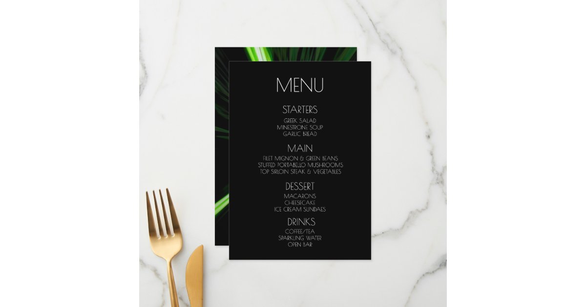Create Your Own - Green Forest Time Warp Menu | Zazzle