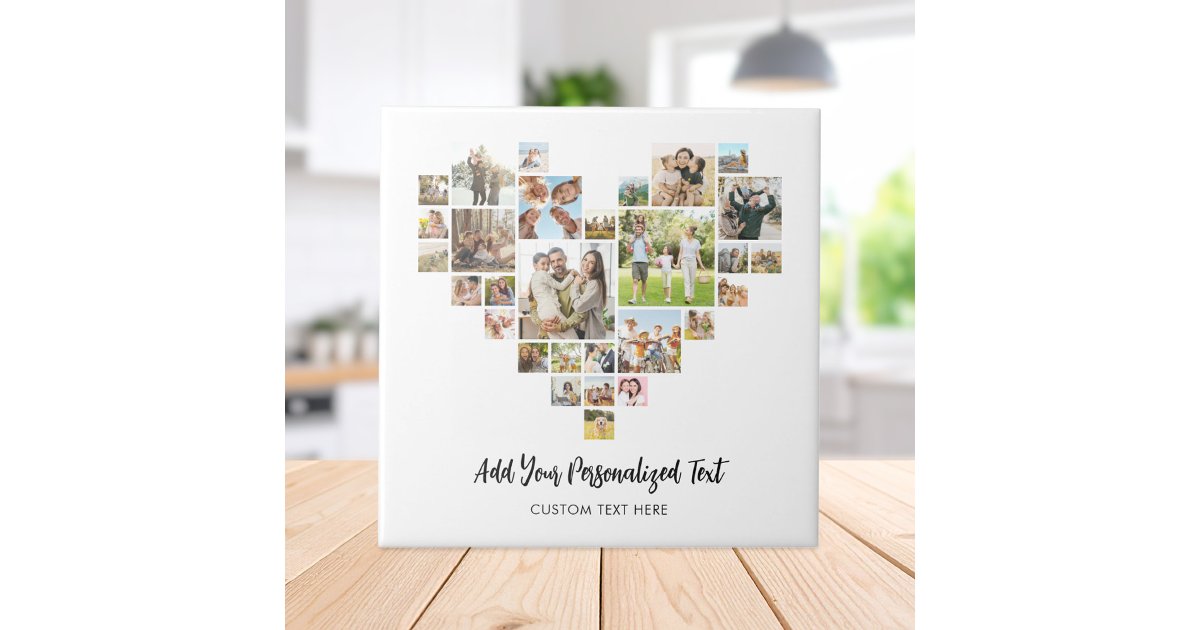 Create Your Own Heart Shaped Photo Collage Tile | Zazzle