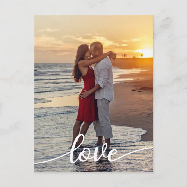 Create Your Own Love Script Romantic Couple Photo Postcard | Zazzle