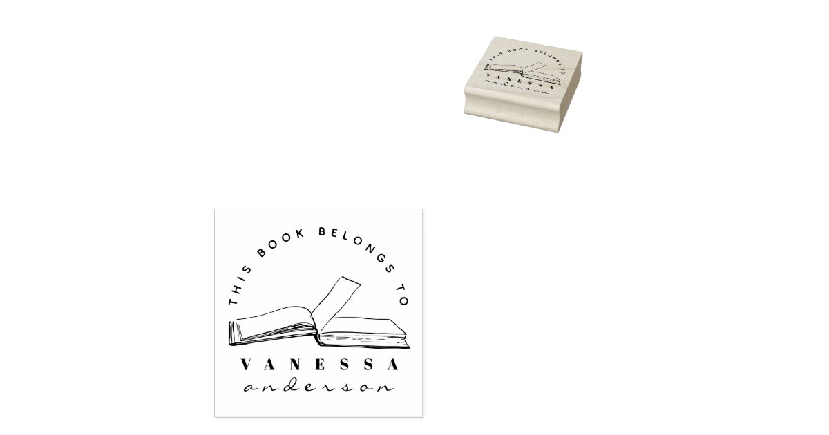 Create Your Own Modern Book Custom Library Rubber Stamp | Zazzle