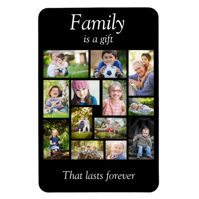 Create Your Own Multi Photo Collage Black White Magnet | Zazzle
