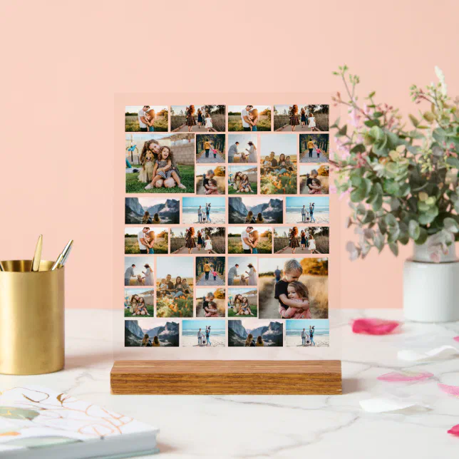 Create Your Own Personalised 32 Photo Collage Acrylic Sign | Zazzle
