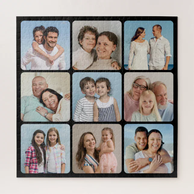 Create Your Own Round Corners 9 Photo Collage Jigsaw Puzzle | Zazzle