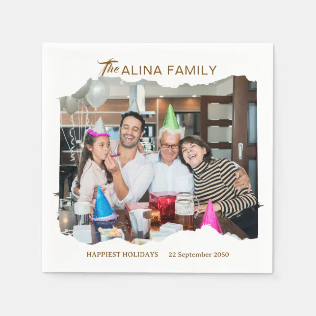 Create Your Own Simple Custom Design Family Photo Napkin | Zazzle