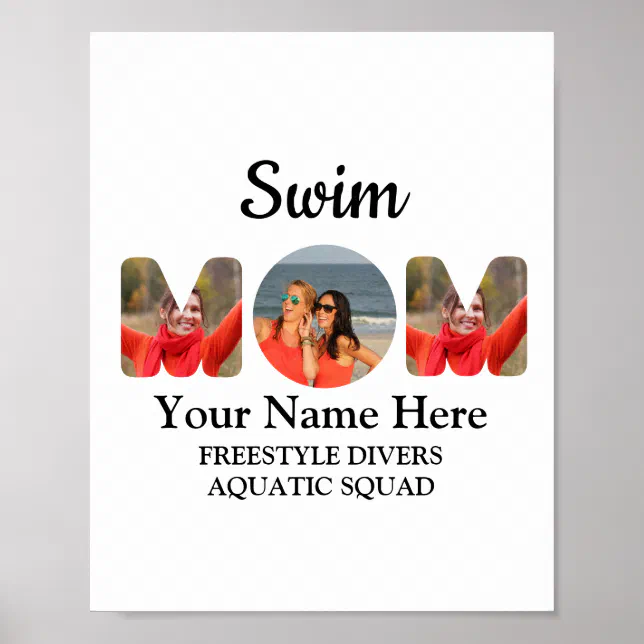 Create your own sports mum photo collage swim mum poster | Zazzle