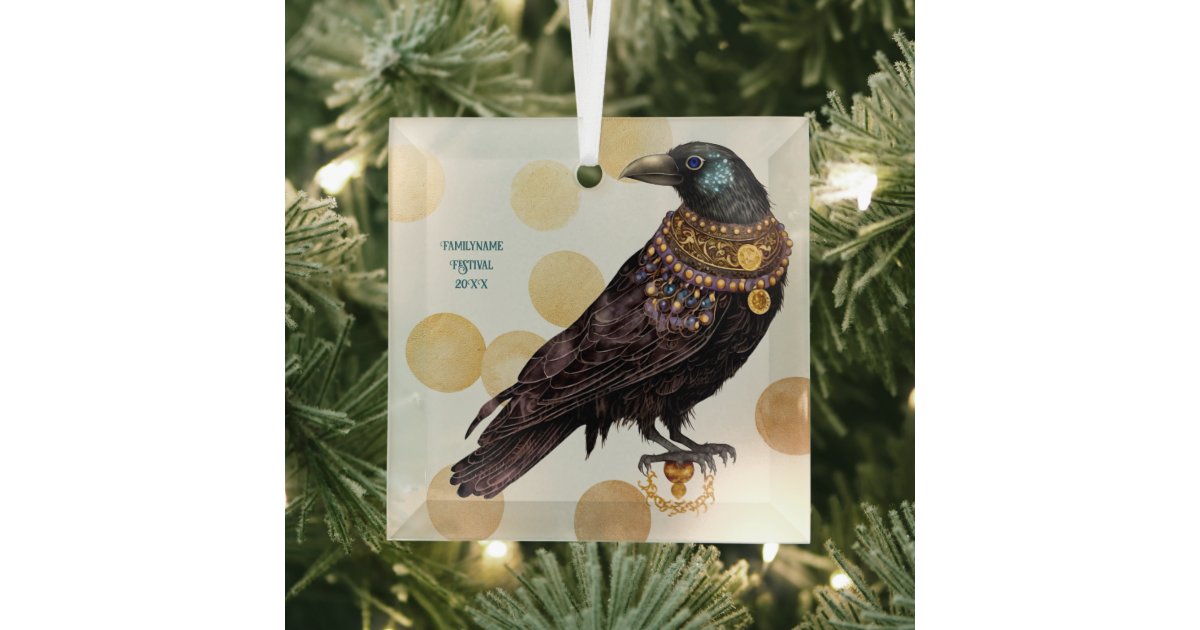 Create Your Own Victorian Steampunk Raven Glass Tree Decoration | Zazzle