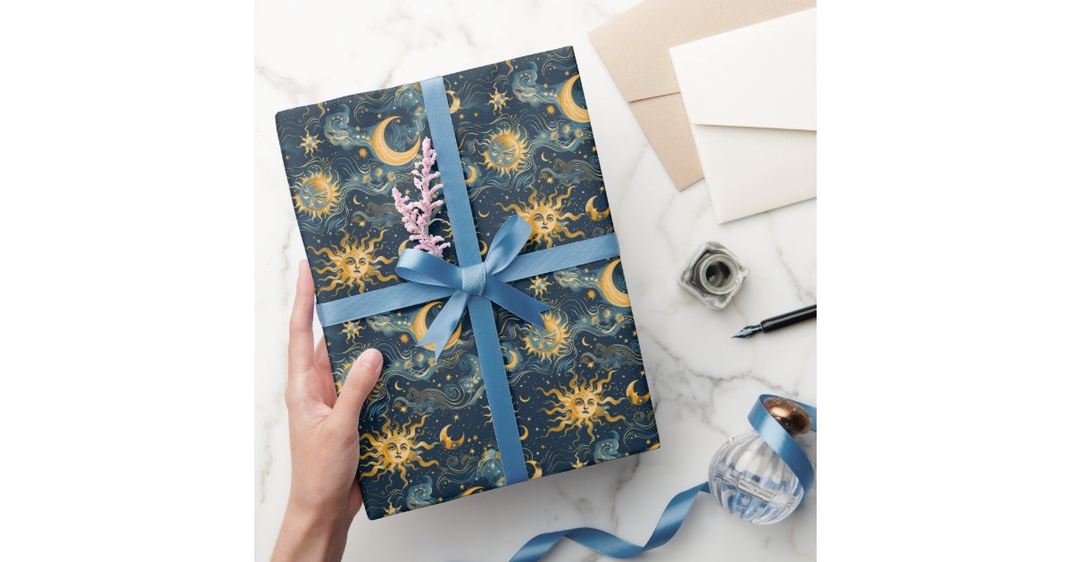 Create Your Own Wistful Sun & Moon Celestial Wrapping Paper | Zazzle