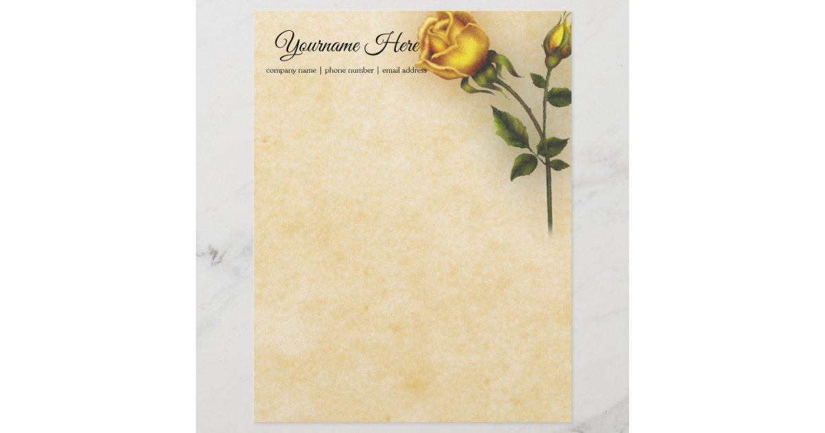 Create Your Own Yellow Rose Letterhead Template | Zazzle