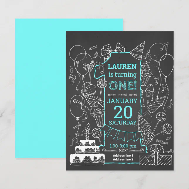 Creative Chalkboard Doodle Art Birthday Invites | Zazzle