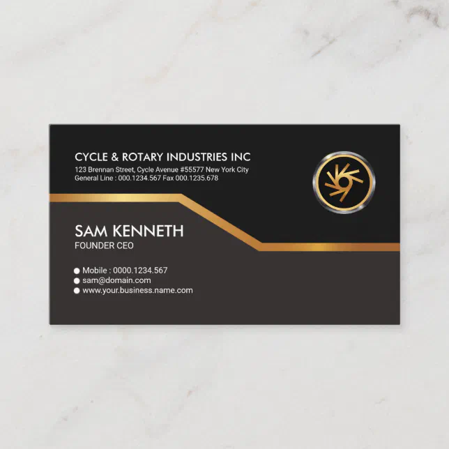 Creative Faux Gold Line Simple Black Founder CEO Business Card | Zazzle