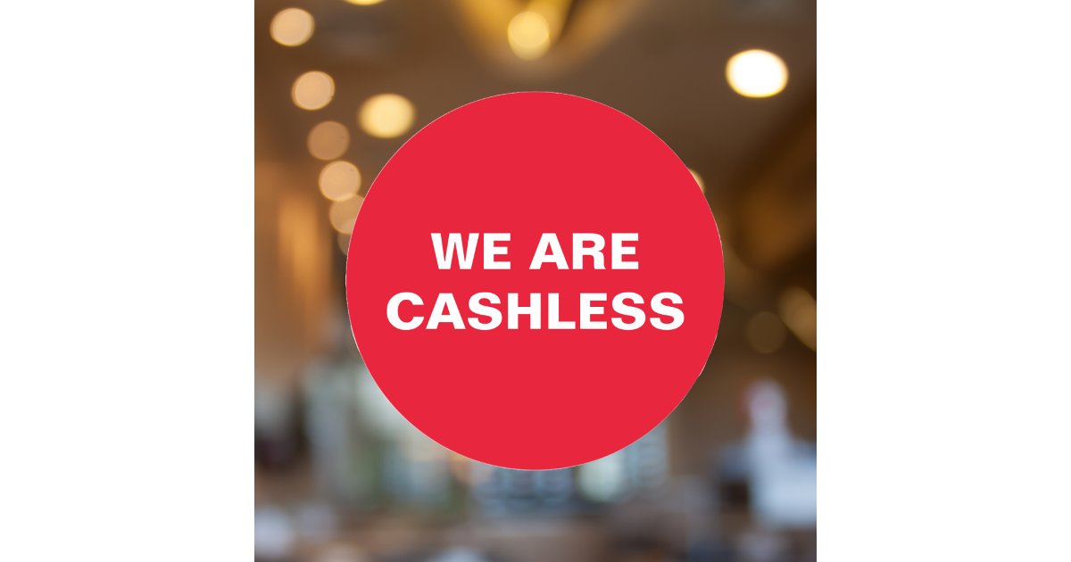 Credit Card Only Cashless Business Red Classic Round Sticker | Zazzle