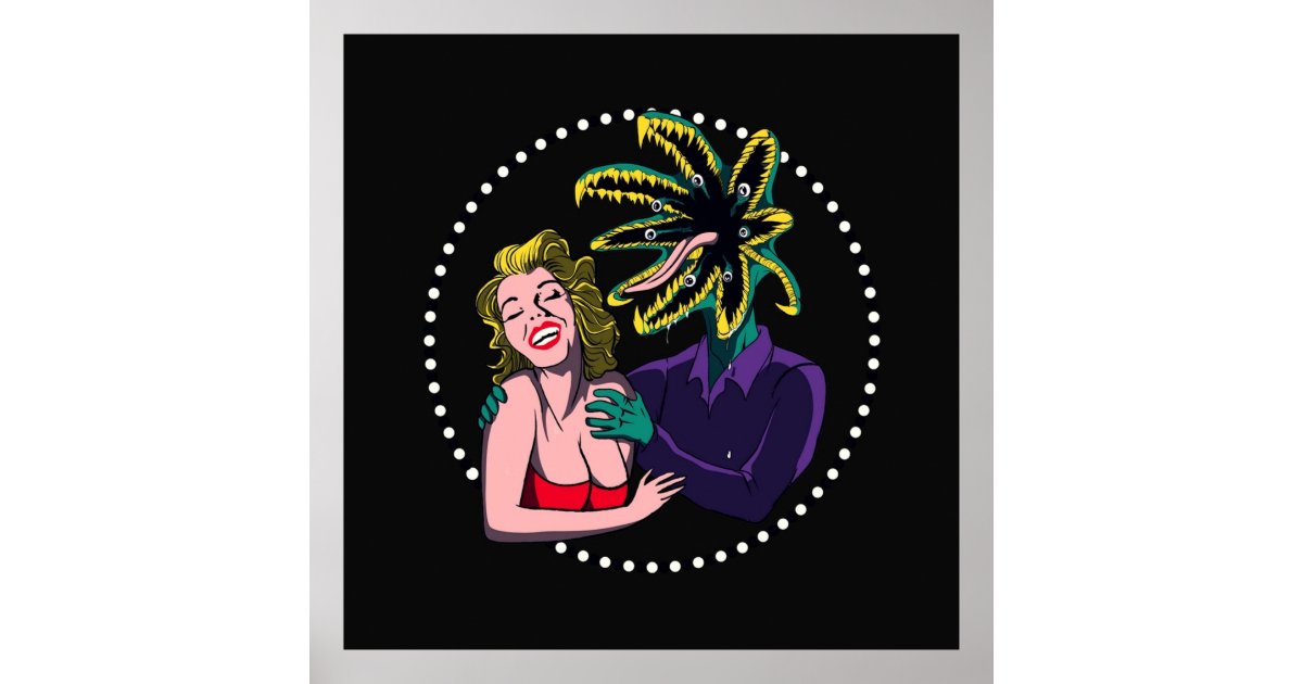 Creepy Anime Parasite monster and girl design Poster | Zazzle