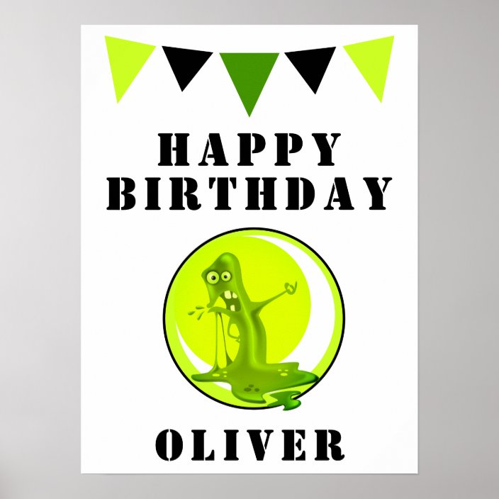 Creepy Green Slime Monster Flags Birthday Party Poster | Zazzle.co.uk