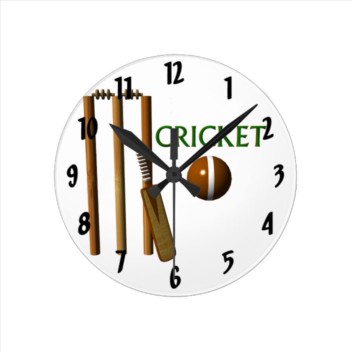 Cricket Round Clock | Zazzle.co.uk